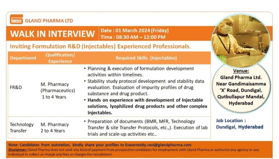 Top Pharma Walkin Interview on 01-03-2024 - Career Pathway